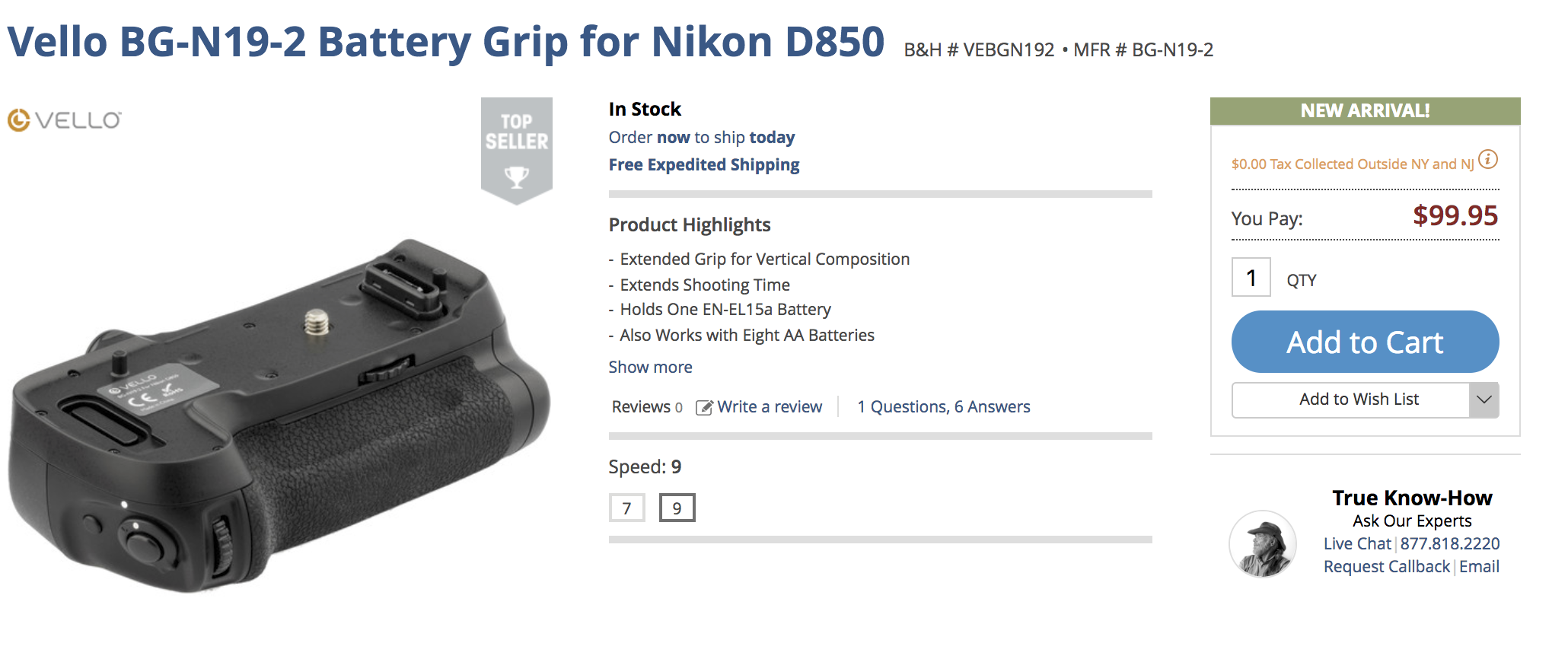New Vello Battery Grip For Nikon D850 Shoots 9FPS For $300 Less